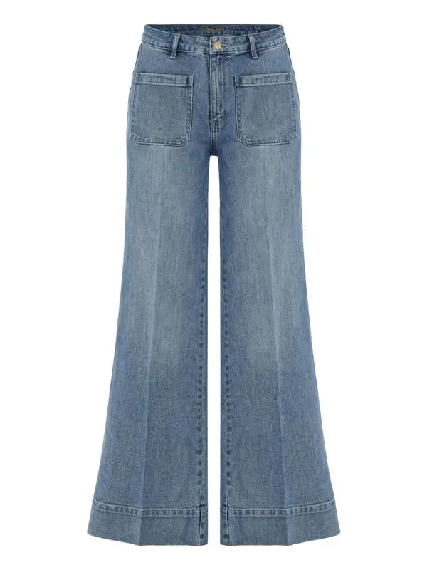 Michael Kors High-waisted Wide-leg Jeans With Patch Pockets - Blue