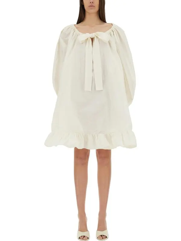 PATOU Recycled Faille Dress With Grosgrain Ruffle Hem - Ivory