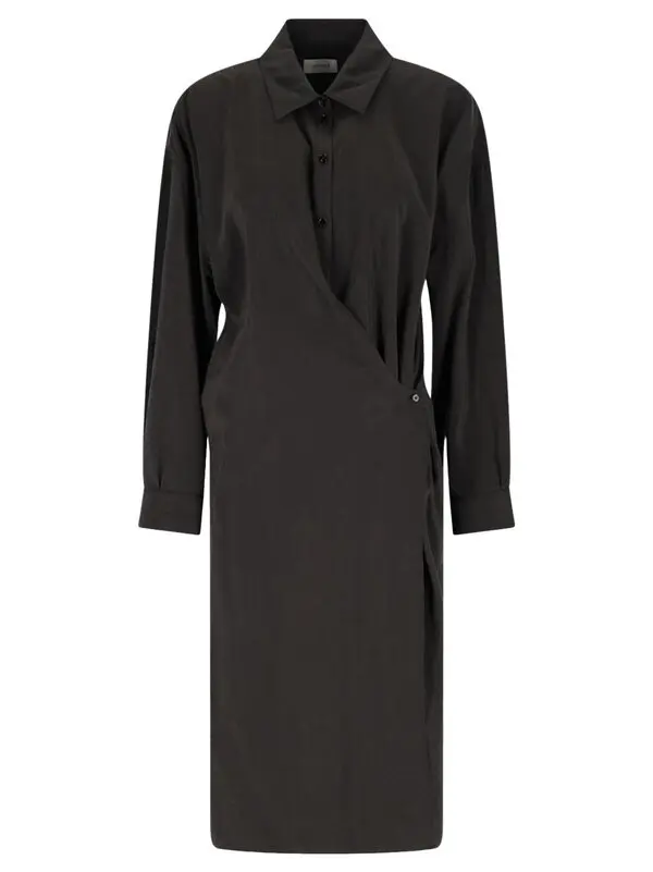 LEMAIRE Lemiaire Twisted Collared Silk Blend Dress - Brown
