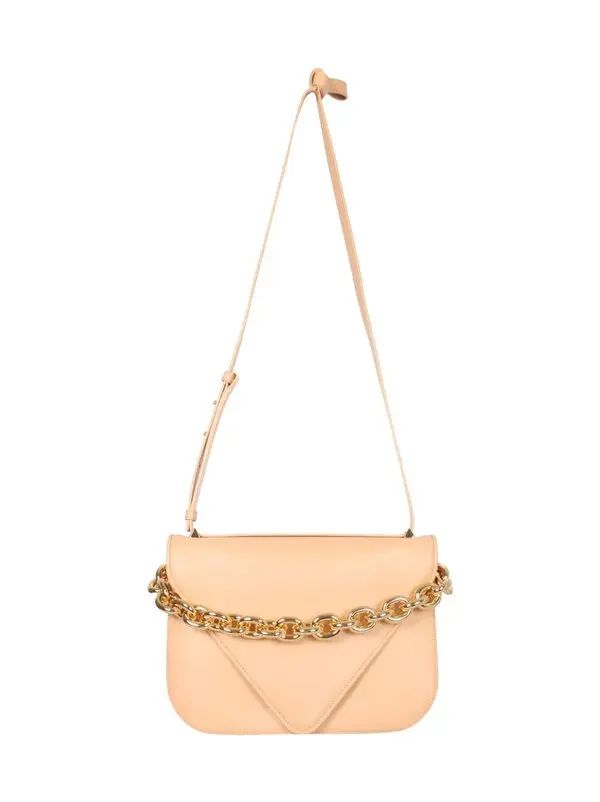 Bottega Veneta Calfskin And Lambskin Mount Envelope Shoulder Bag With Gold Tone Chain - Brown