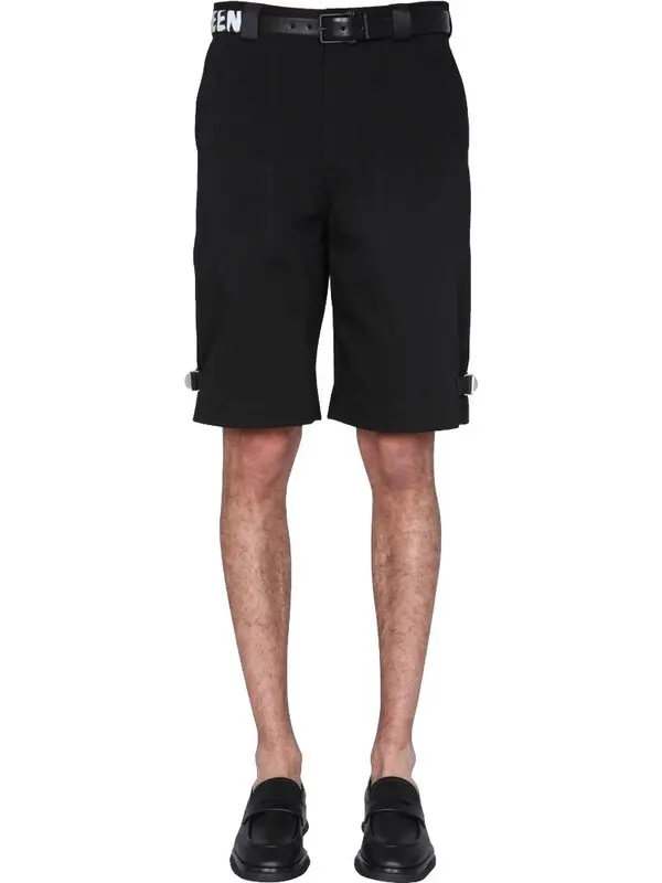 Alexander McQueen Bermuda Shorts With Belt Detail - Black