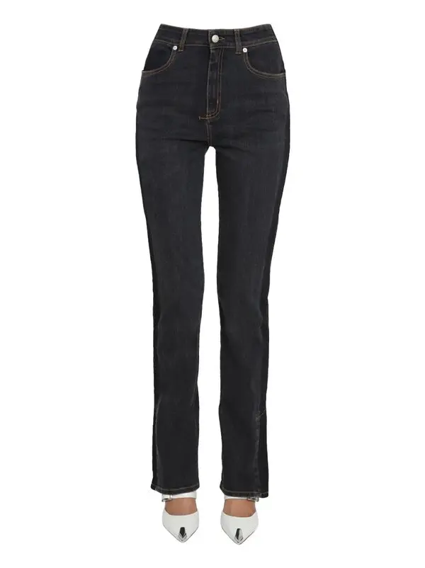 Alexander McQueen Wide Leg Cotton Denim Jeans - Black