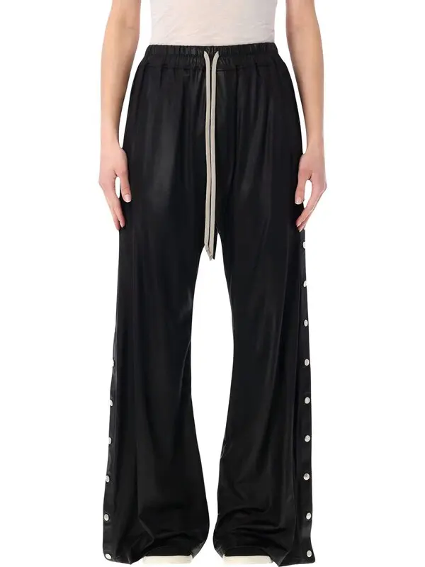 Rick Owens Wide Leg Button Detailed High Waisted Trousers - Black