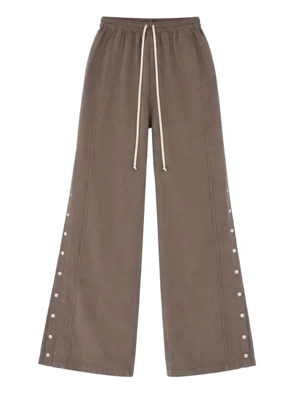 Rick Owens Cotton-blend Sweatpants With Button Detail - Brown