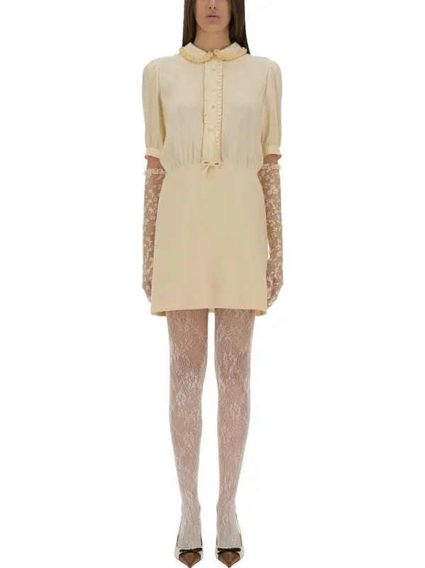 Valentino Garavani Crepe Couture Short Dress With Bow Detail - Ivory