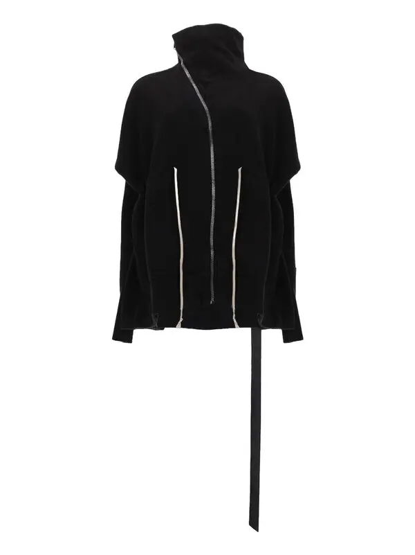 Rick Owens Asymmetric Zip High-neck Oversized Jacket - Black