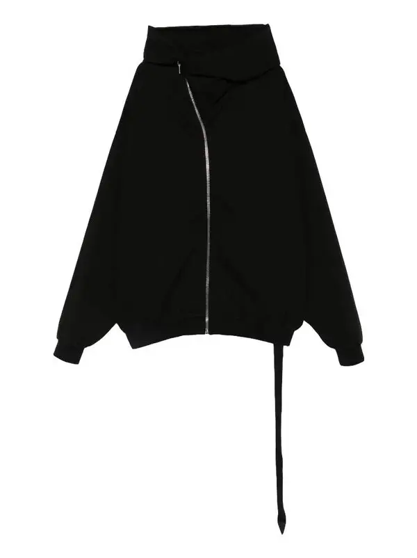 Rick Owens Asymmetric High-neck Zip-up Hoodie - Black