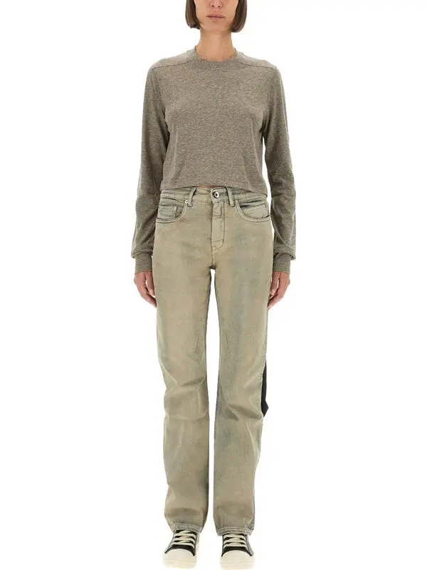 Rick Owens Long-sleeve Cropped T-shirt - Grey