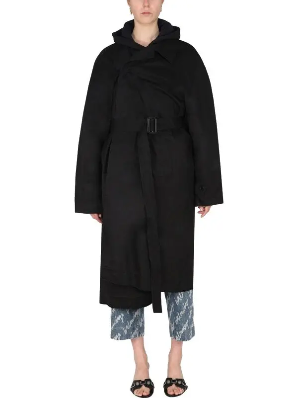 Balenciaga Oversized Distressed Cotton-ripstop Car Coat - Black
