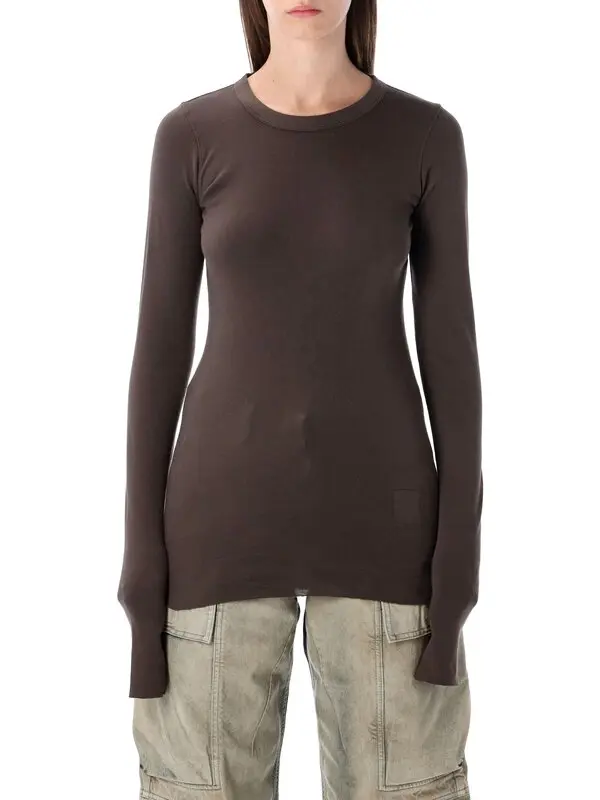 Rick Owens Fitted Long Sleeve Crewneck Top - Dark Dust
