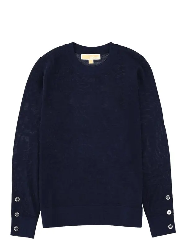 Michael Kors Button-detail Crewneck Sweater - Blue