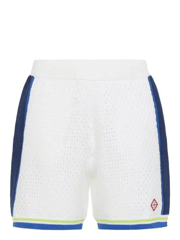 Casablanca White Knit Mini Shorts - Whiteblue