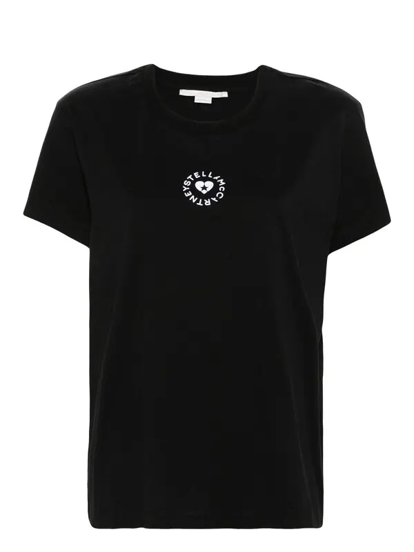 Stella McCartney Cotton T-shirt With Circular Logo - Black