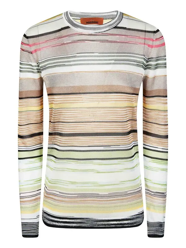 Missoni Striped Flame Viscose Crewneck Sweater - Multicolor