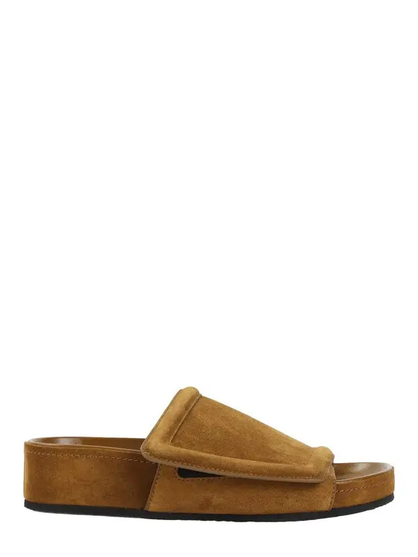 Phoebe Philo Chunky Suede Leather Slide Sandals - Brown