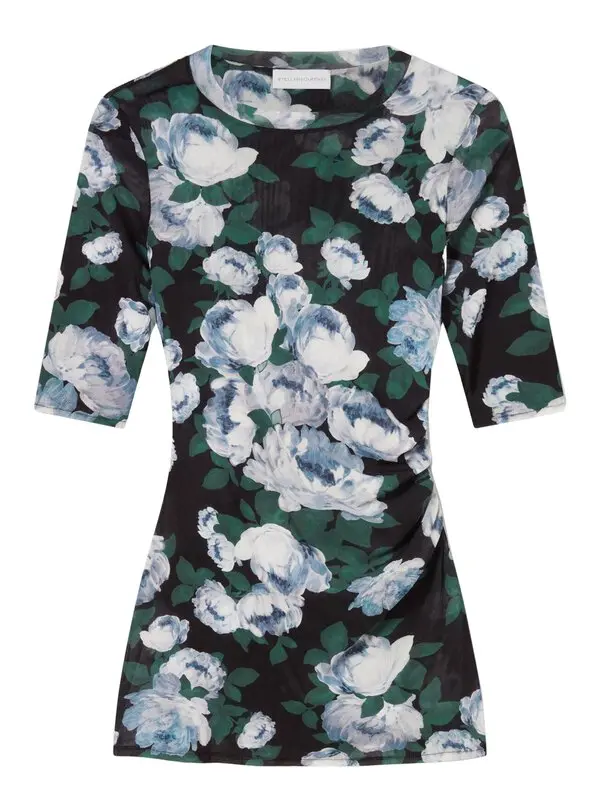 Stella McCartney Three-quarter Sleeve Floral Mesh Top - Blu
