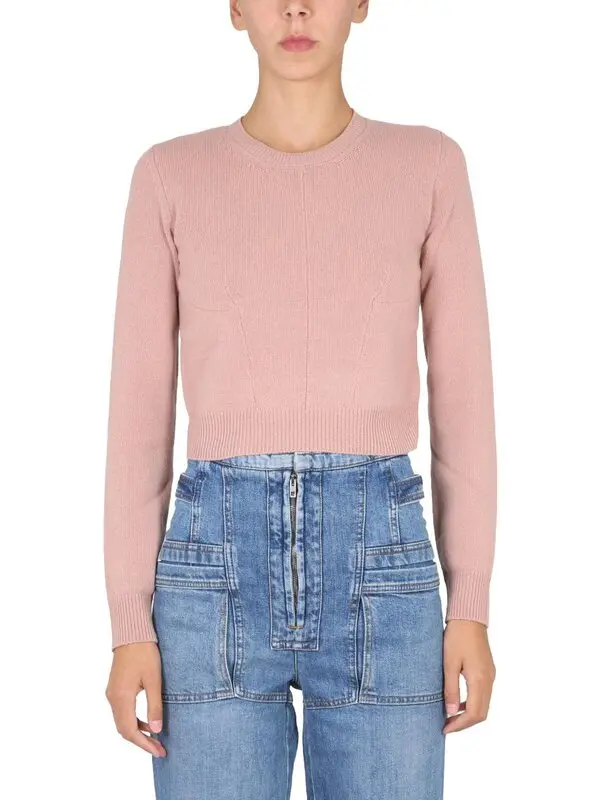 Stella McCartney Wool Crew Neck Sweater With Textured Knit - Beige