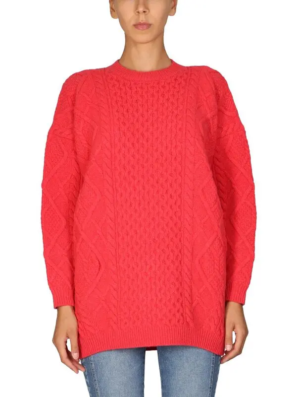 Stella McCartney Wool Crew Neck Sweater With Textured Knit - Red