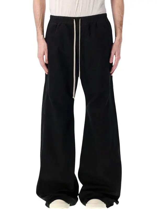 Rick Owens Wide Leg Cotton Trousers - Black