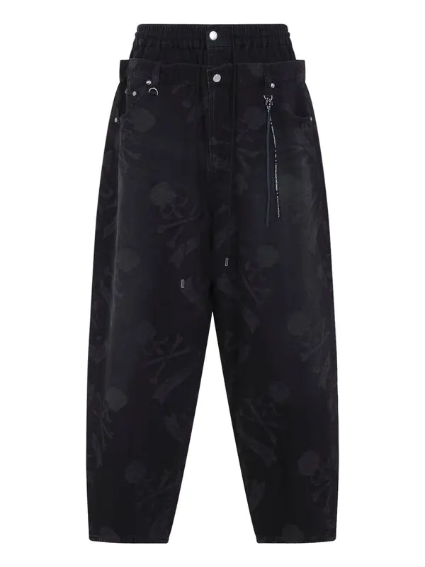 MASTERMIND Wide Fit Belted Easy Denim Pants - Black