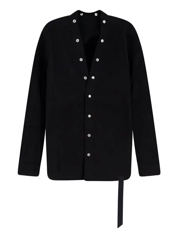 Rick Owens Cotton Canvas V-neck Shirt Size - Nero
