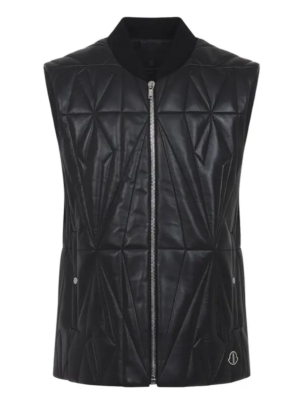 Moncler Geocamo Flight Nappa Leather Vest - Black