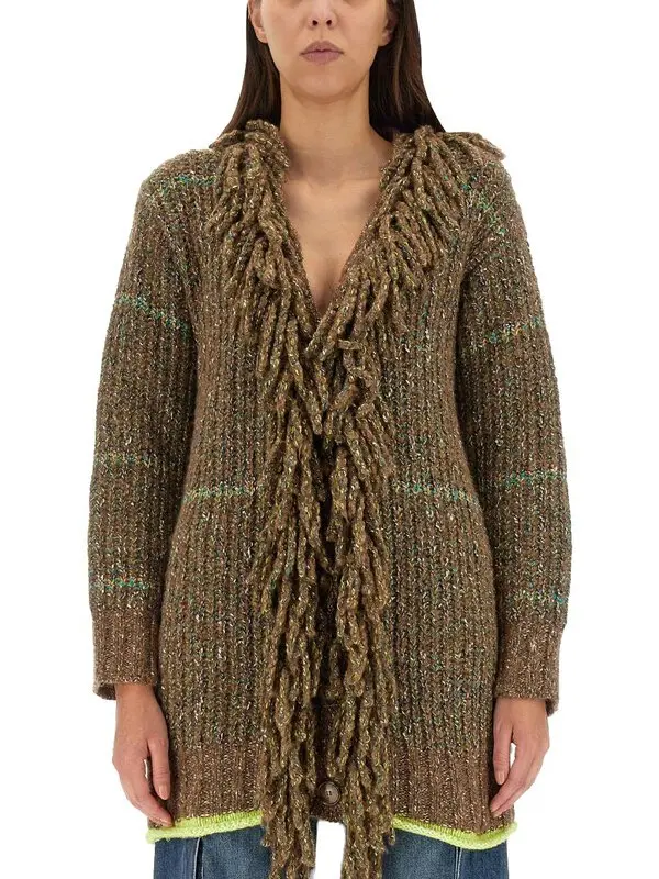 Stella McCartney Wool Blend Cardigan With Fringe Detail - Multicolour