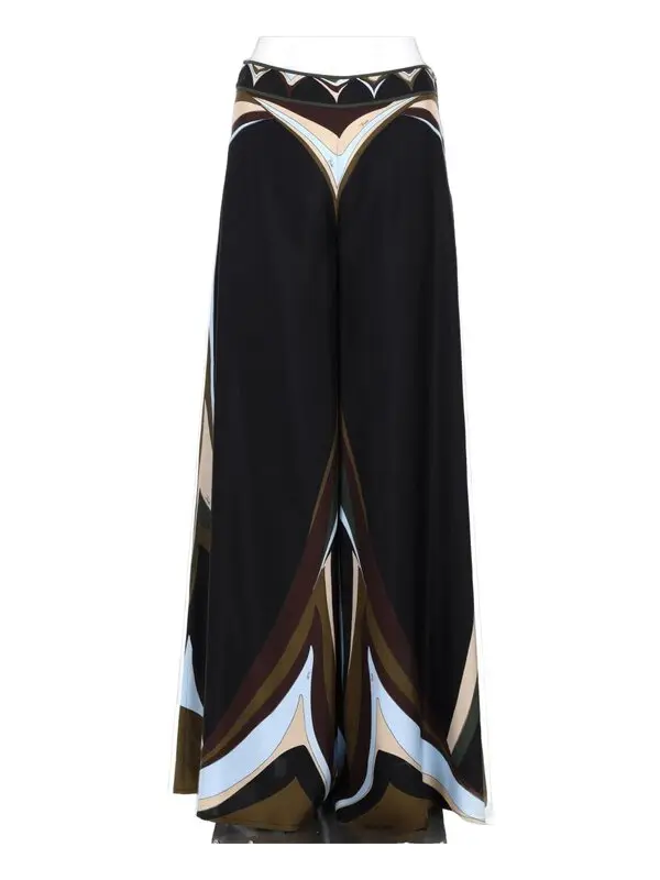 Emilio Pucci Silk Printed Wide Leg Trousers - Multicolour