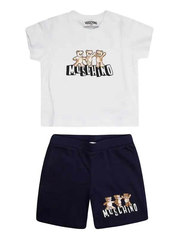 Moschino Complete Set: T-shirt And Shorts With Logo And Toy Design - Multicolor