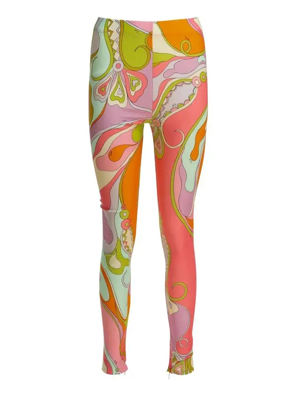 Emilio Pucci High-waisted Slim Fit Leggings With Orchid Print - Multicolor