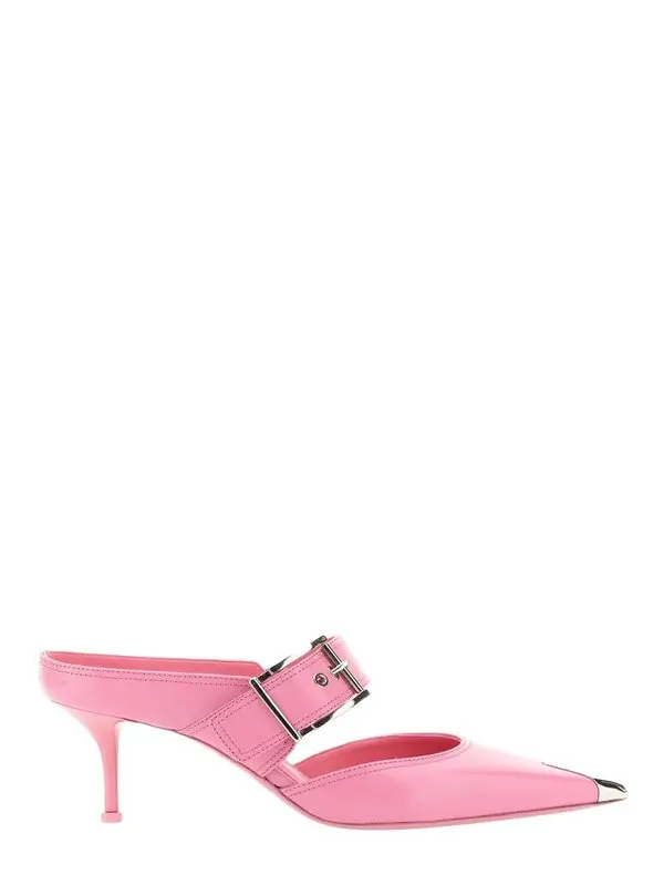 Alexander McQueen Metallic Toe-cap Detail Mules - Pink