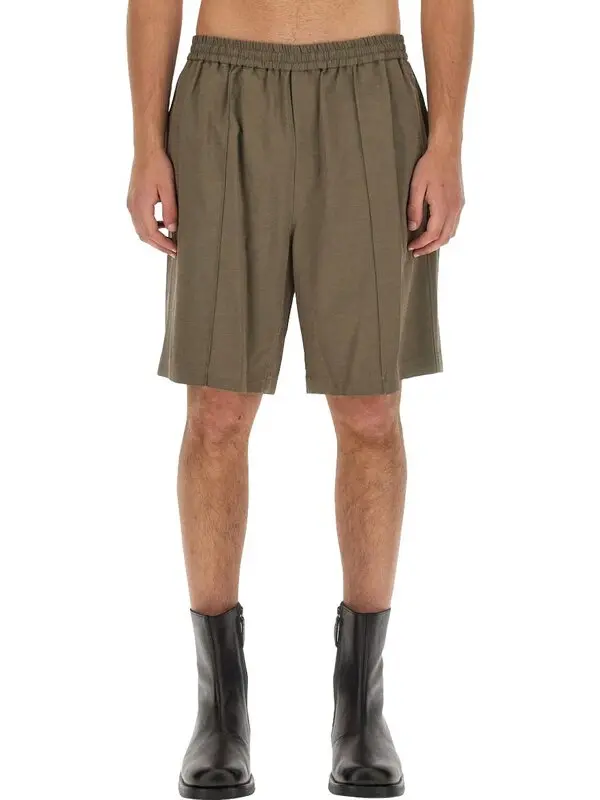 Helmut Lang Cotton-linen Pull-on Shorts - Green