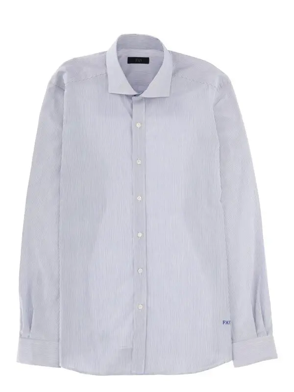 FAY Striped-pattern Long-sleeve Shirt - Blue
