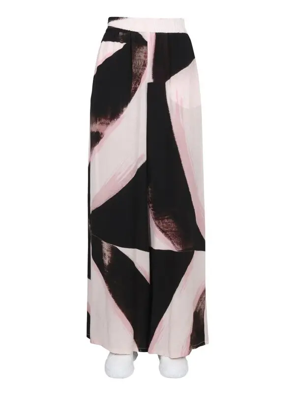 Alexander McQueen High Waist Graphic Print Silk Trousers - Black