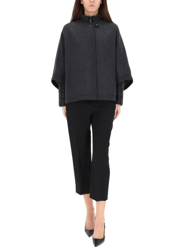 FAY Double-face 3-in-1 Cape In Carded Wool - Grey