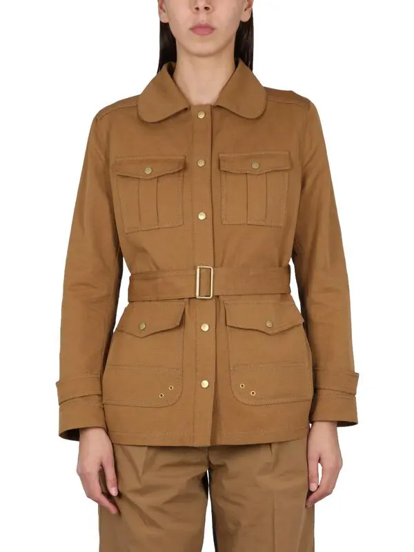 FAY Safari Jacket With Belt - Brown