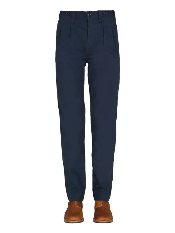 NIGEL CABOURN Pleated Regular Fit Trousers - Blue