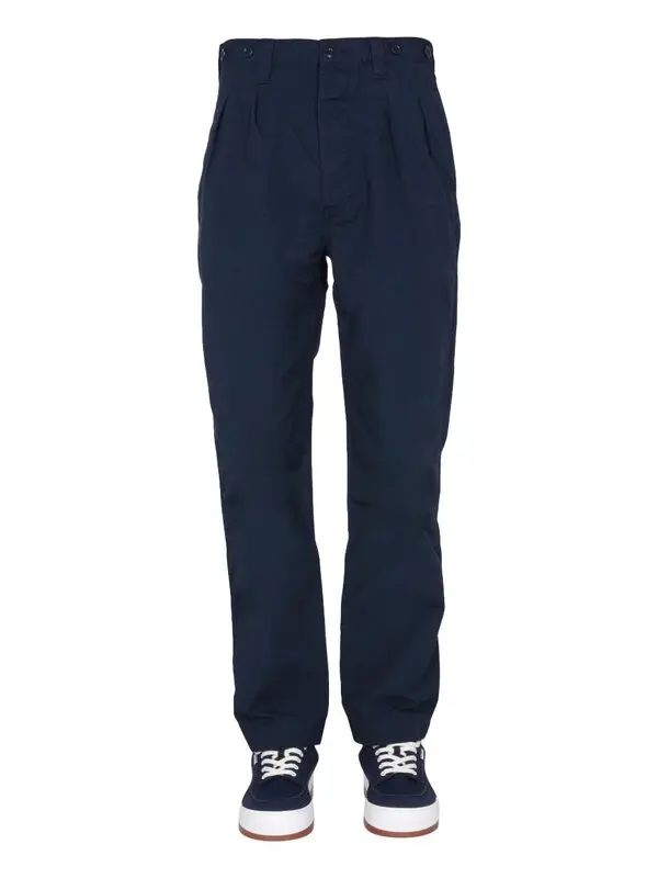 NIGEL CABOURN Oversize Fit Cotton Trousers - Blue