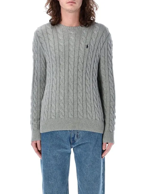 Polo Ralph Lauren Cable Knit Cotton Crewneck Sweater - Grey