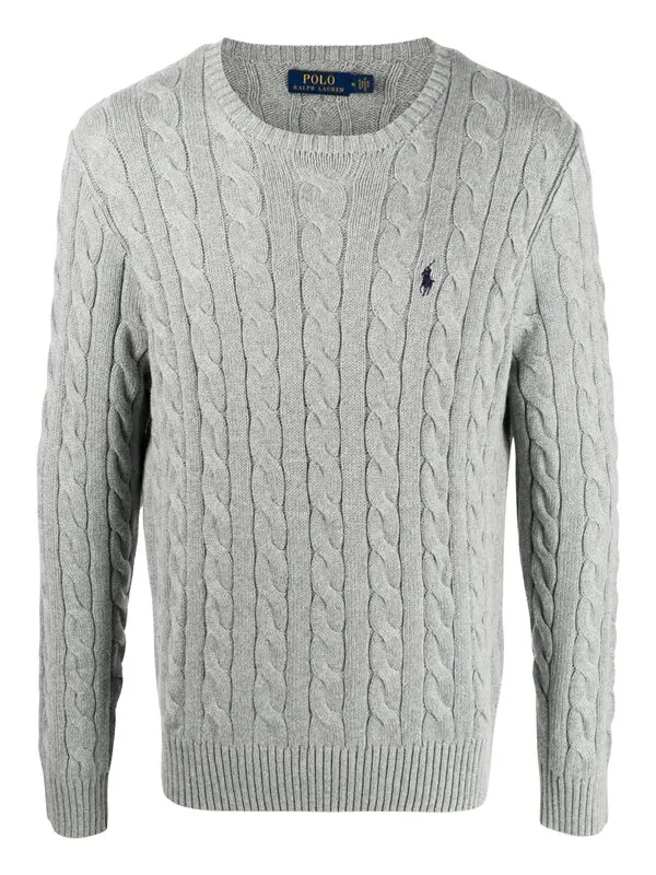 Polo Ralph Lauren Cable Knit Cotton Crewneck Sweater - Grey