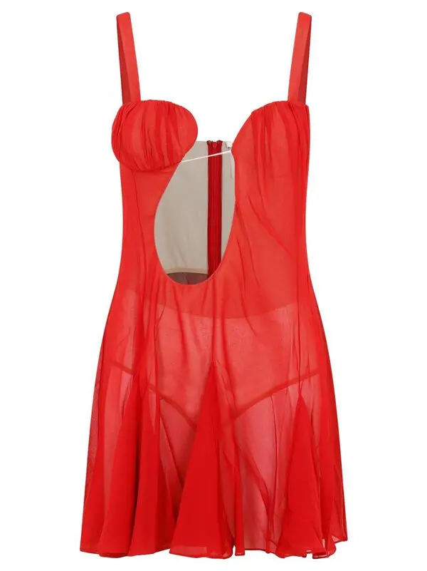 NENSI DOJAKA Gisele Mini Dress With Godets - Red
