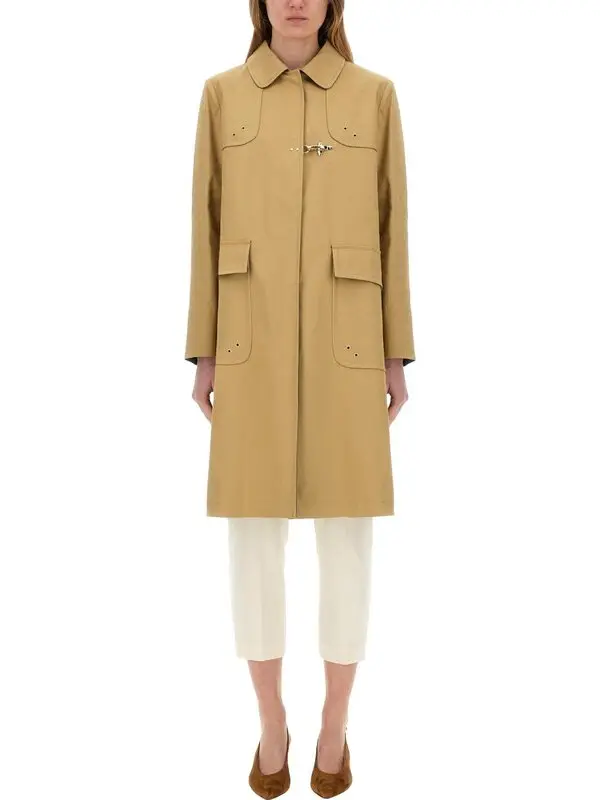 FAY Stretch Cotton Trench Coat - Beige