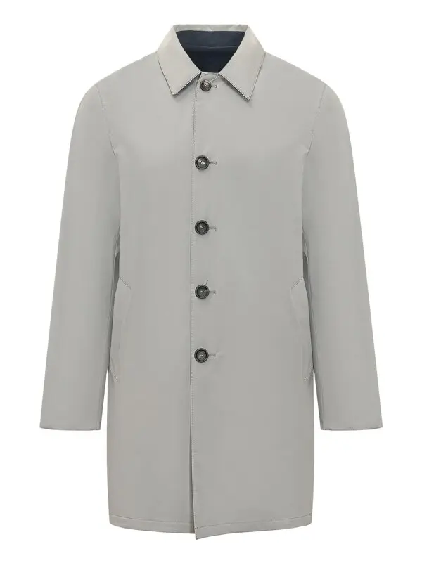 ESTERNO Button-detailed Rain Jacket With Utility Pockets - Blugrigio
