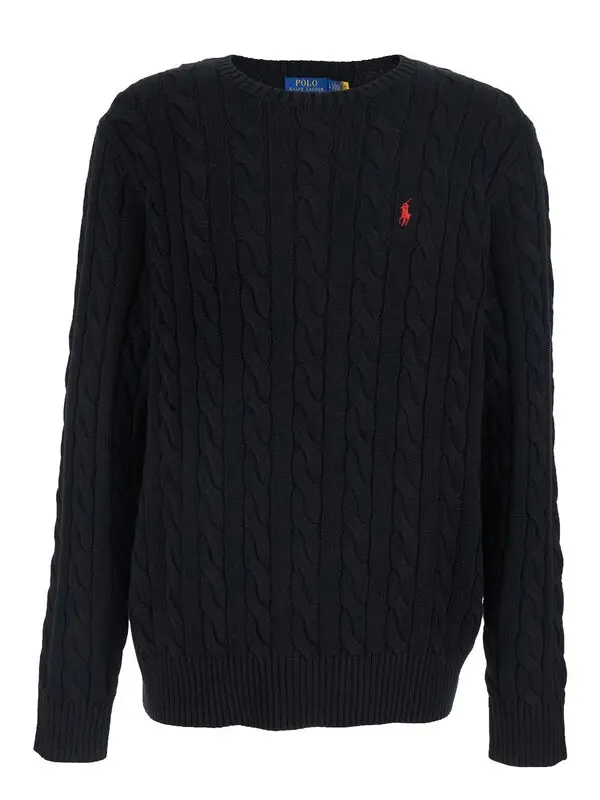 Polo Ralph Lauren Cable-knit Jumper With Embroidered Pony Logo - Black