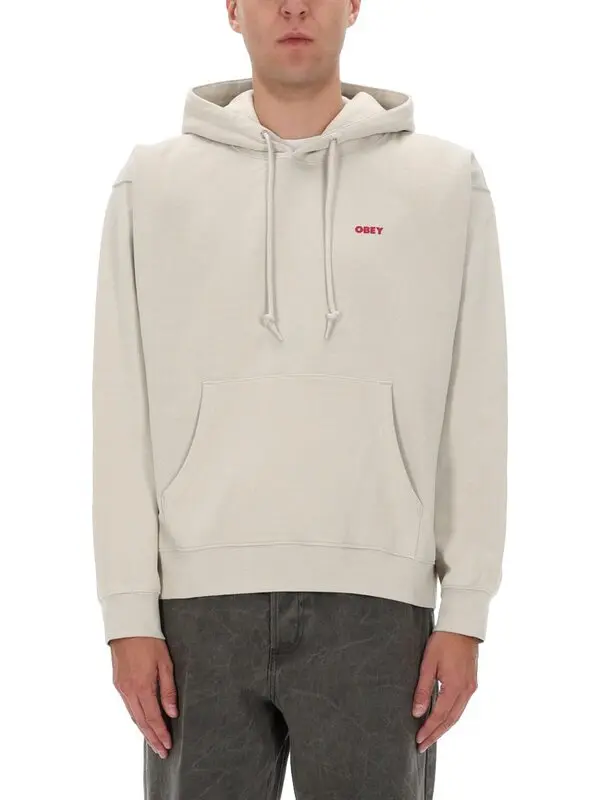 Obey Classic Logo Hooded Sweatshirt - Beige
