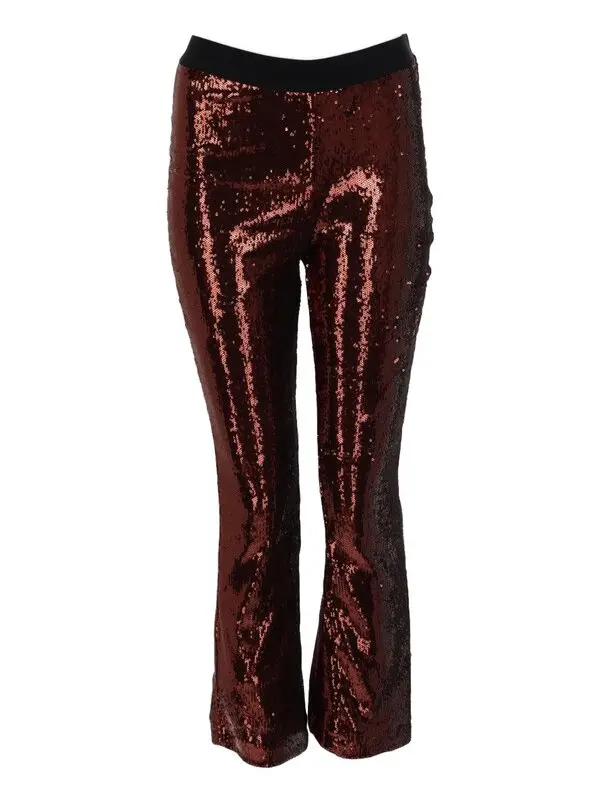 SE-TA Sequined Straight-leg Pants - Brown