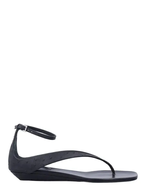 LOULOU Small Matelassé Lambskin Sandals - Black