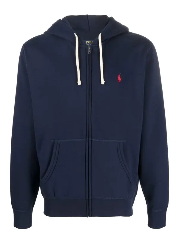 Ralph Lauren Zip-up Hoodie With Signature Pony Logo - Navy