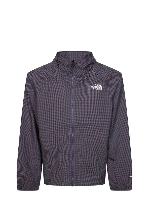 The North Face Checked Hooded Windbreaker Jacket - Blu