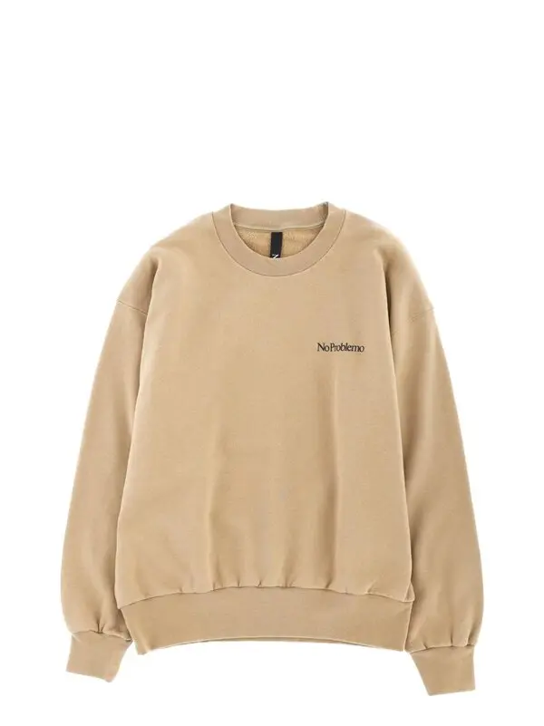 NO PROBLEMO Logo Crewneck Sweatshirt - Beige